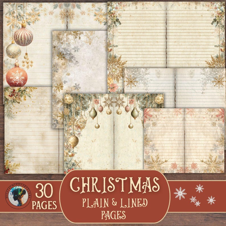 Christmas Lined and Plain Pages for Journaling,digital Download - Etsy