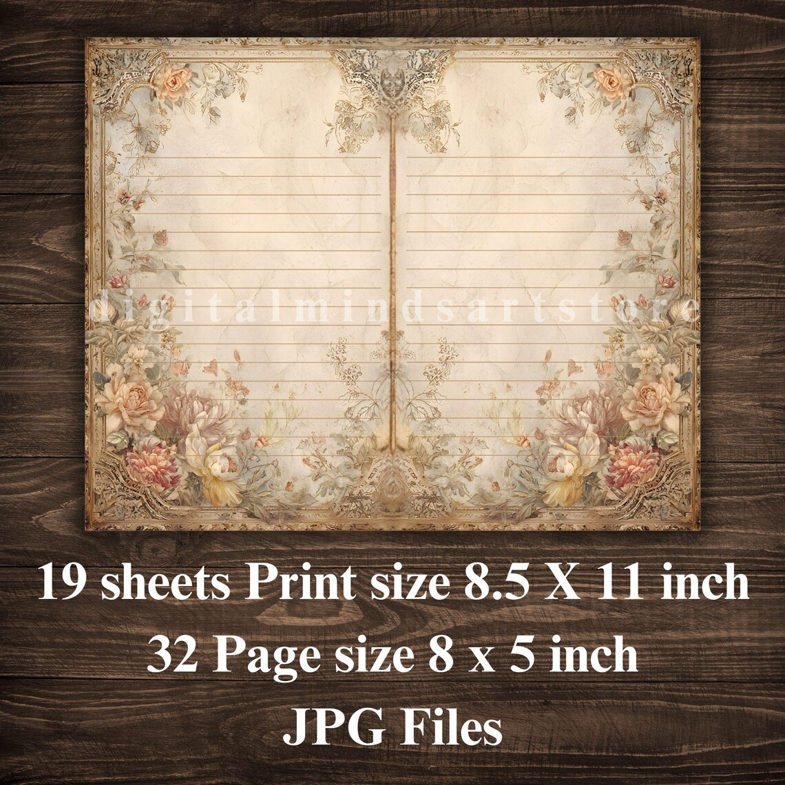 Elegant Floral Journal Pages, Vintage Scrapbook Kit (digital Download ...