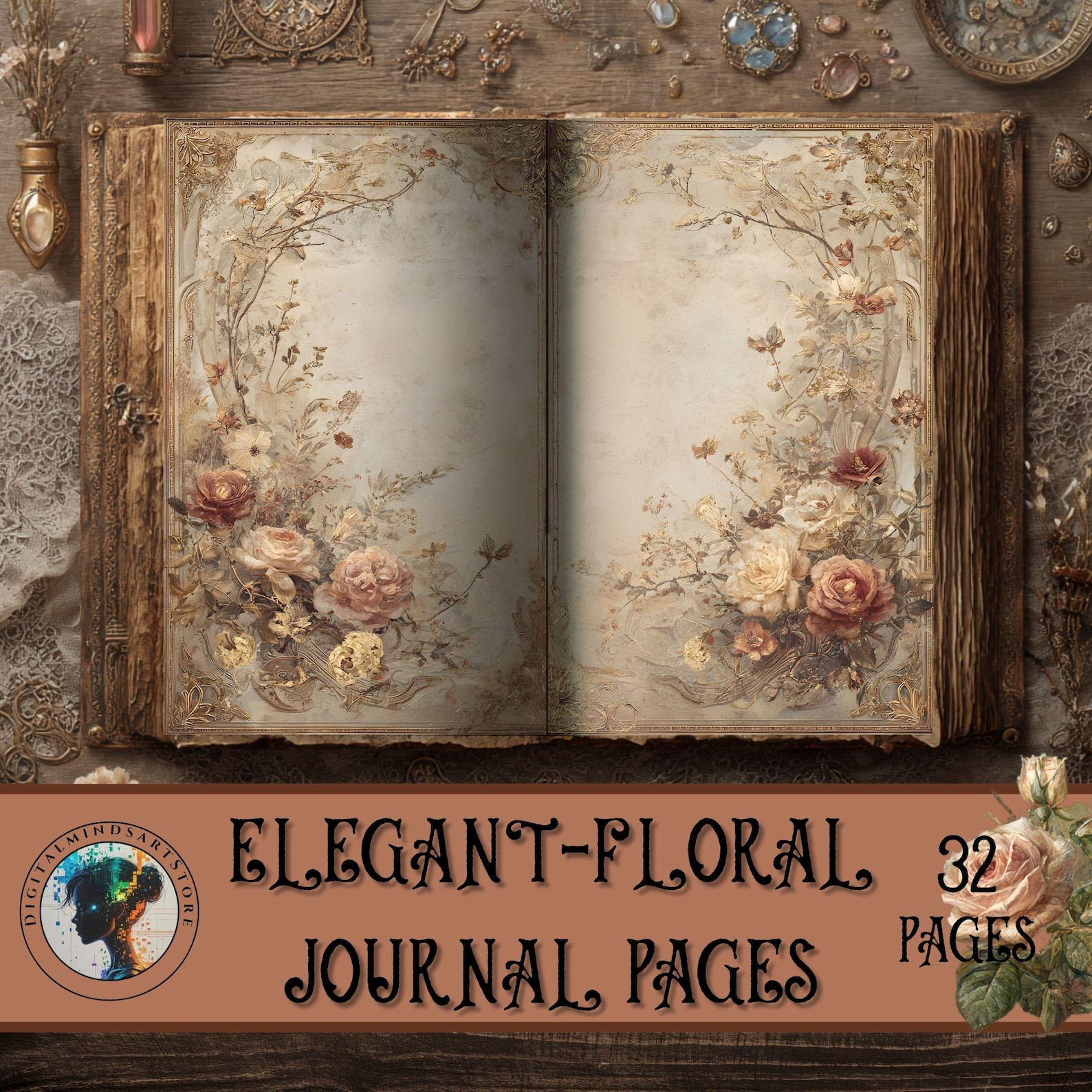 Elegant Floral Journal Pages, Vintage Scrapbook Kit (digital Download ...