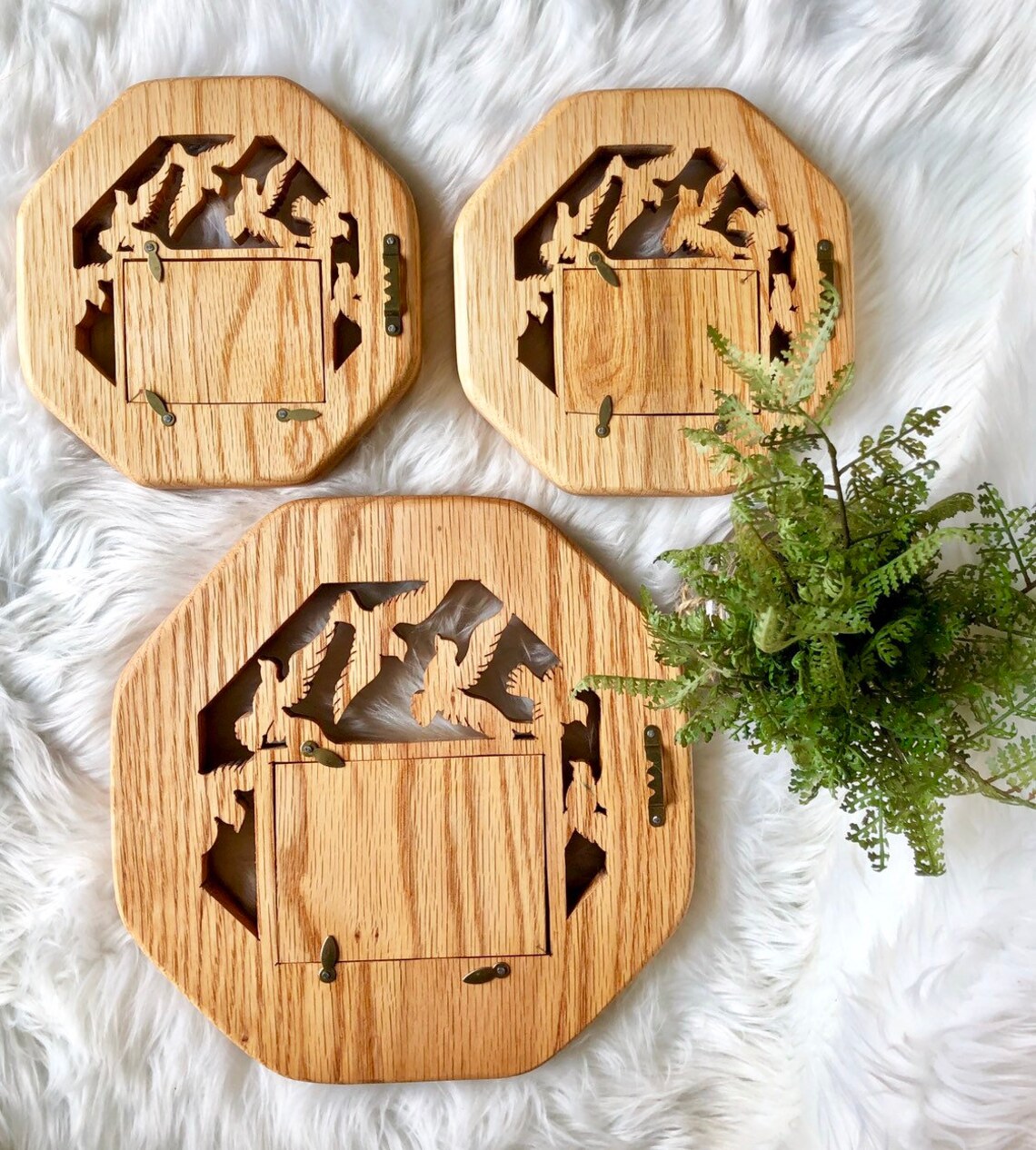 Vintage Set of 3 Hand Carved Wood Picture Frames Walnut Butternut Oak ...
