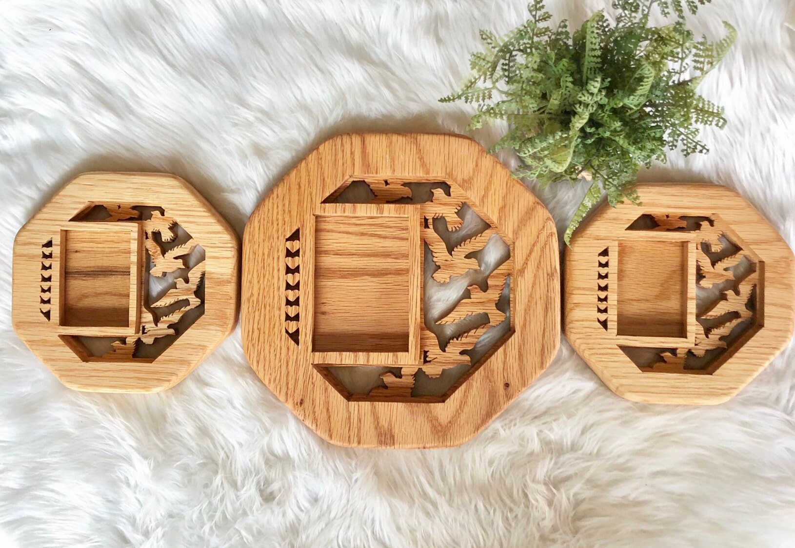 Vintage Set of 3 Hand Carved Wood Picture Frames - Walnut Butternut Oak ...