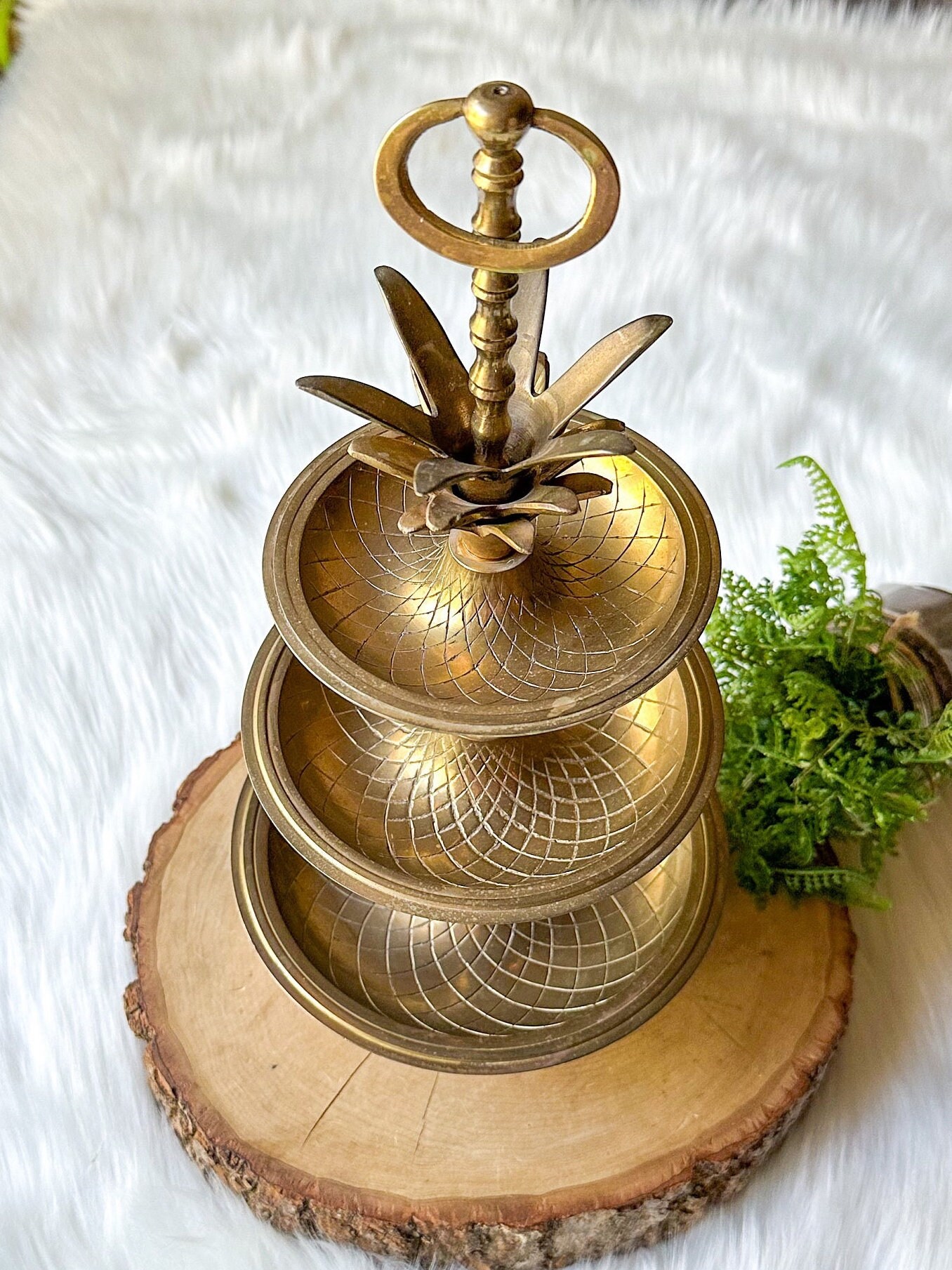 Vintage Large Brass Pineapple Tray Hollywood Regency Brass Pineapple ...