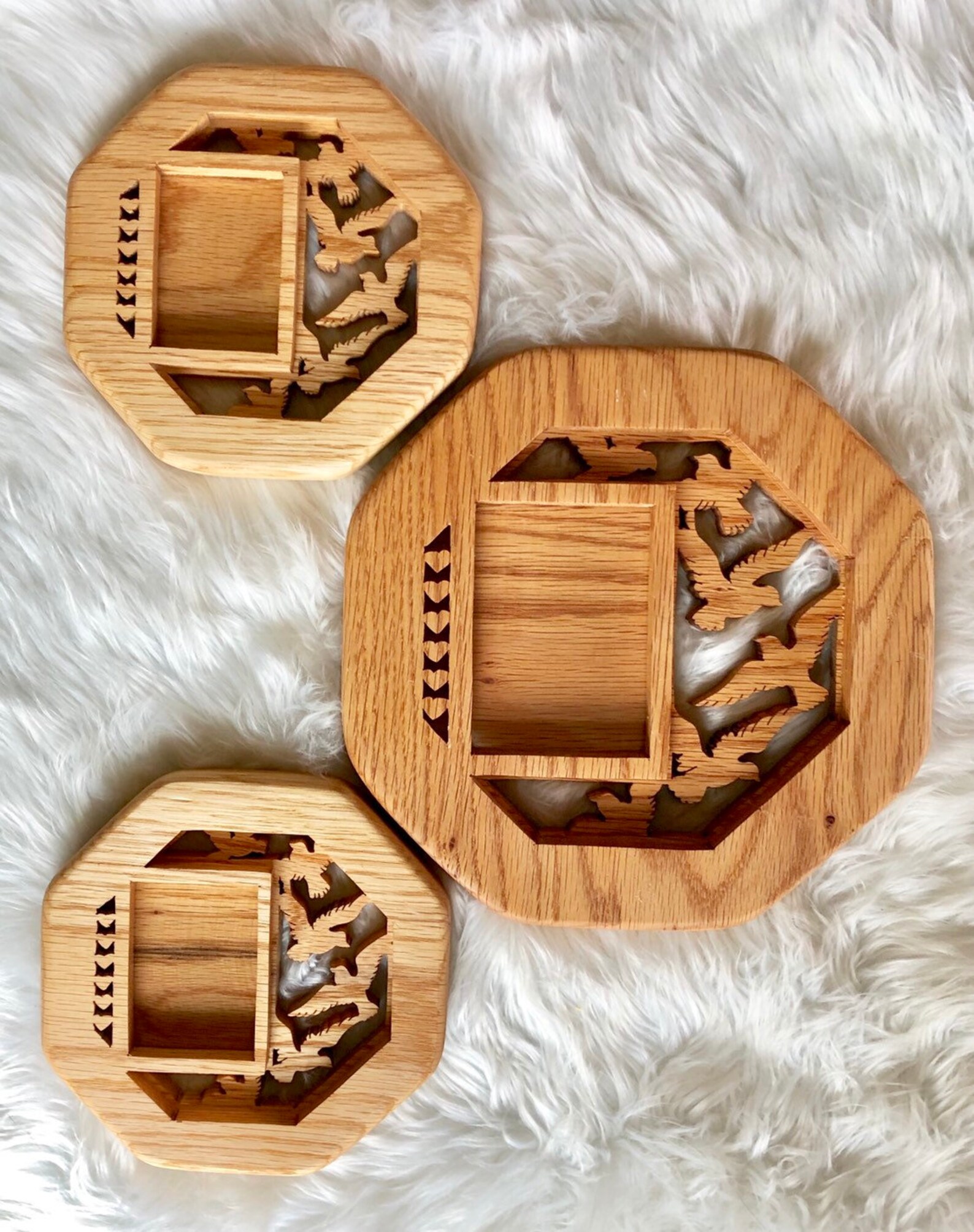 Vintage Set of 3 Hand Carved Wood Picture Frames Walnut Butternut Oak ...