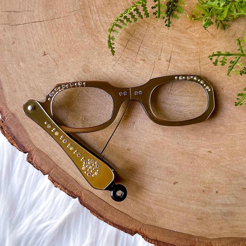 Vintage 1950s Foldable Lorgnette/rhinestones Reader Opera Eye Glasses ...