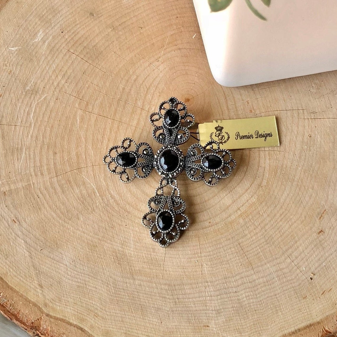 Premier Designs Triumph Black & Silver Cross Necklace - Etsy