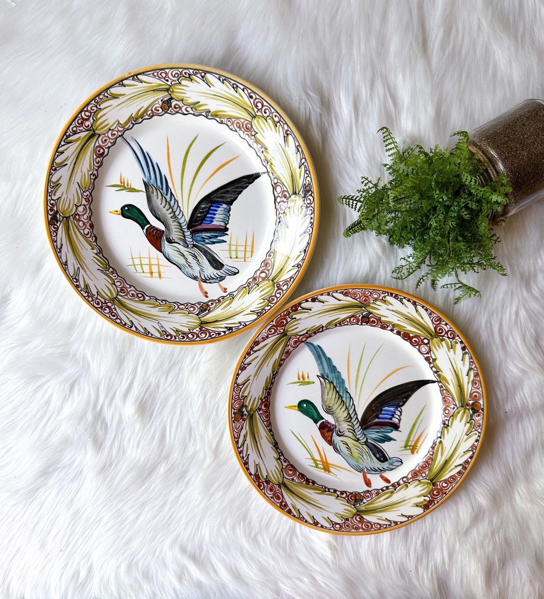 Hand Painted ITALY Walter Hatches Mancioli 10" Mallard Duck Dinner ...