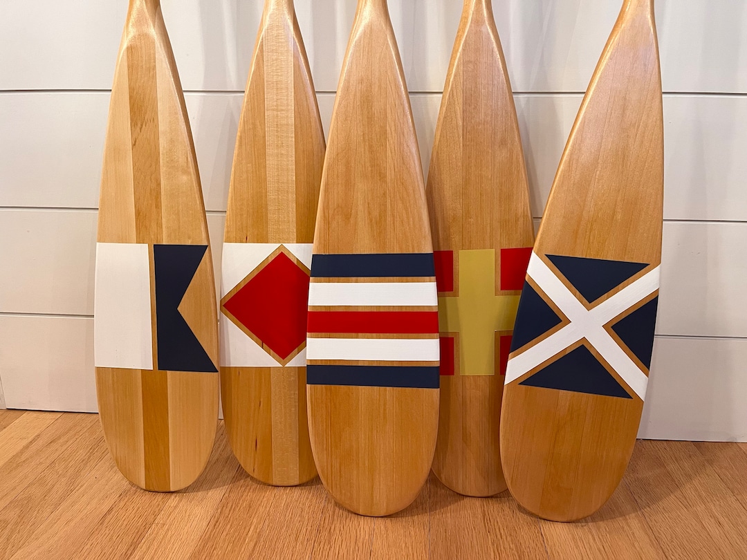 Hand Painted Decorative Canoe Paddle: Nautical Flags Wall Art Oar BT - Etsy