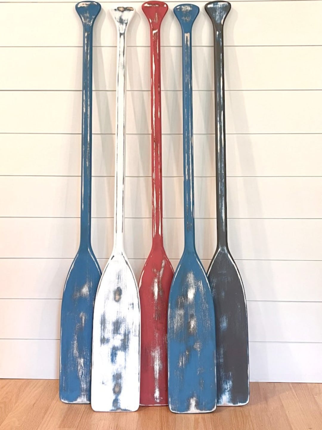 Set of 2 Hand Painted Canoe Paddles: Distressed Antique Style Marine ...
