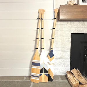 Handmade Painted Paddle Hook Rack: Nautical Navy Coastal Decor SQ - Etsy