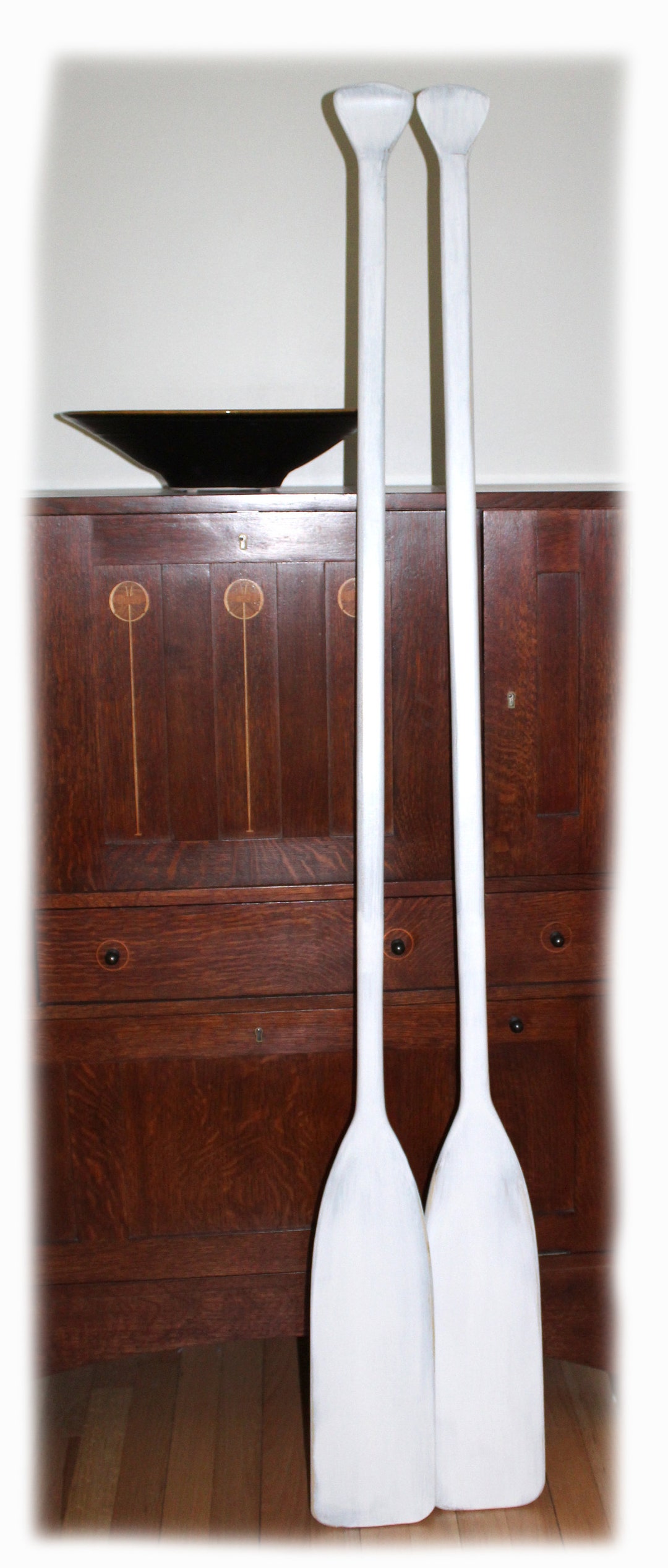 Set of Two Hand Painted Canoe Paddle Oars: Vintage Style Nautical Wall ...