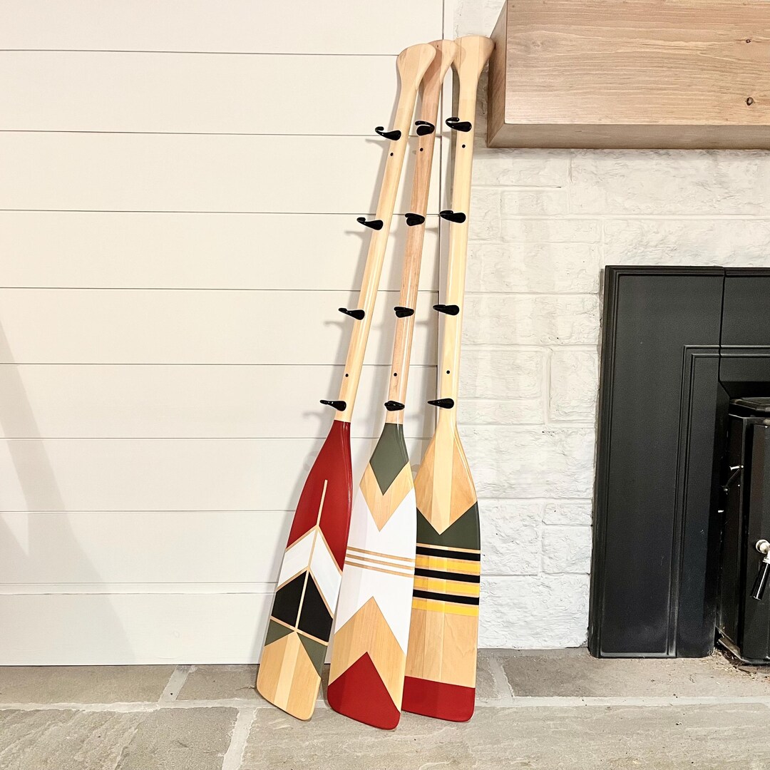 Hand Painted Canoe Paddle Hook Rack: Rustic Cabin Decor - Montana Lake ...