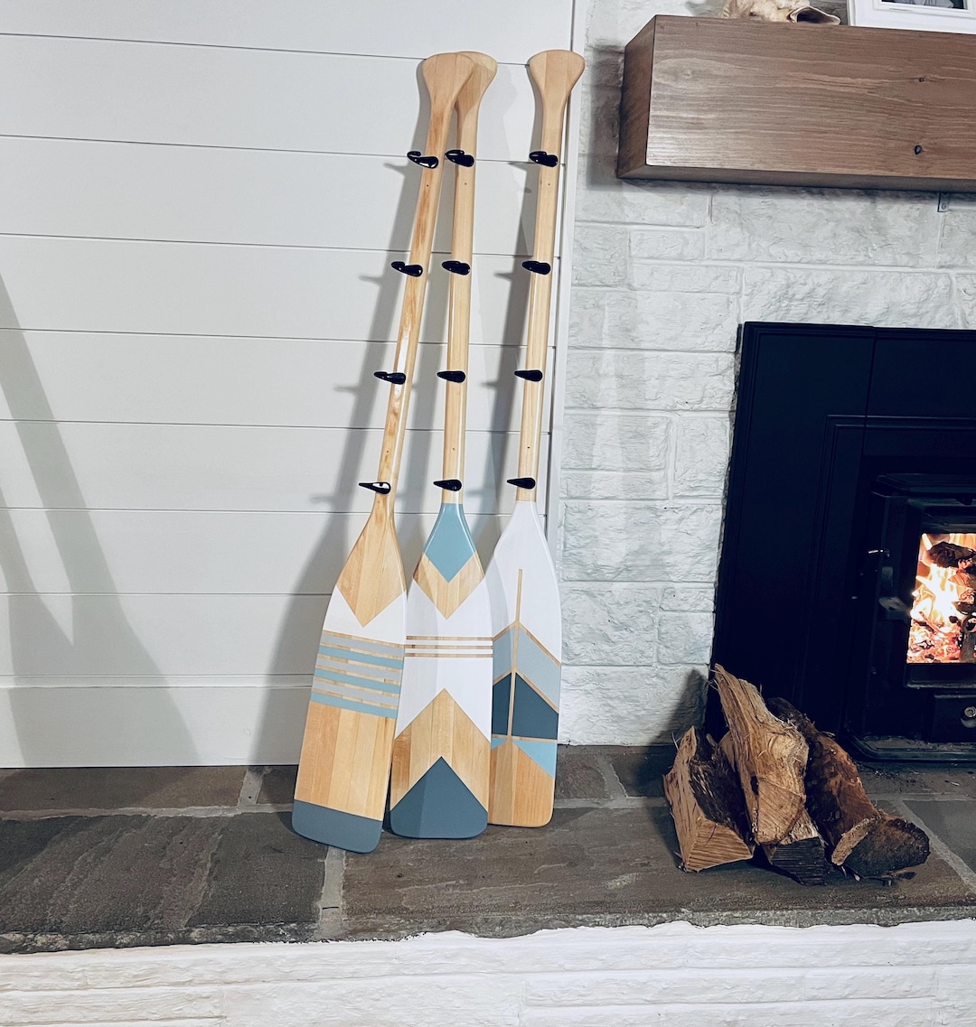 Hand Painted Paddle Hook Rack: Coastal Cottage Decor - Beach Blues SQ ...