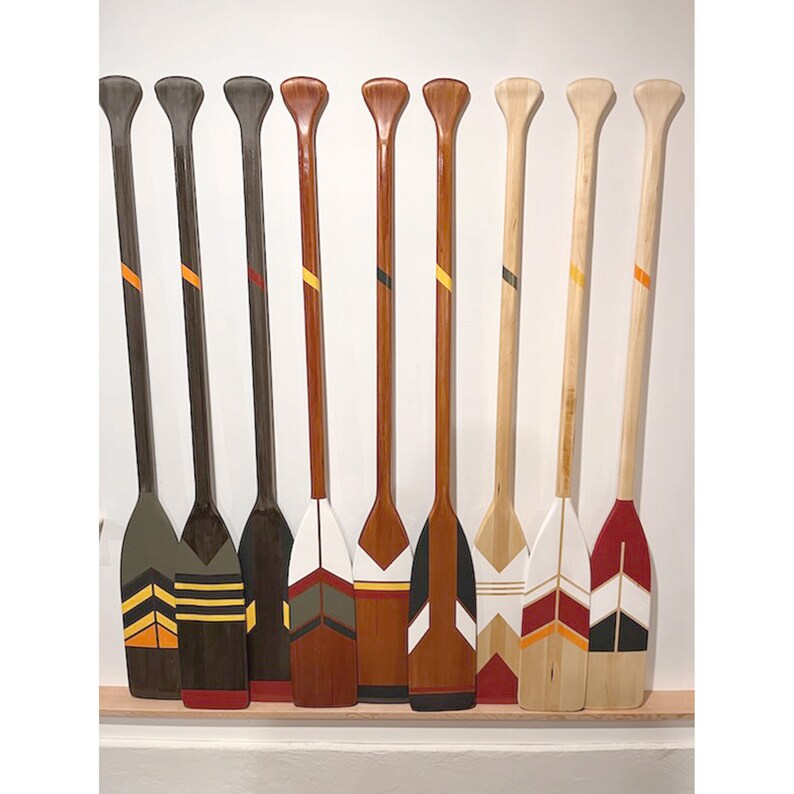 Set of 4 Painted Canoe Paddle Wall Art - Montana Lake Lodge Decor SQ - Etsy