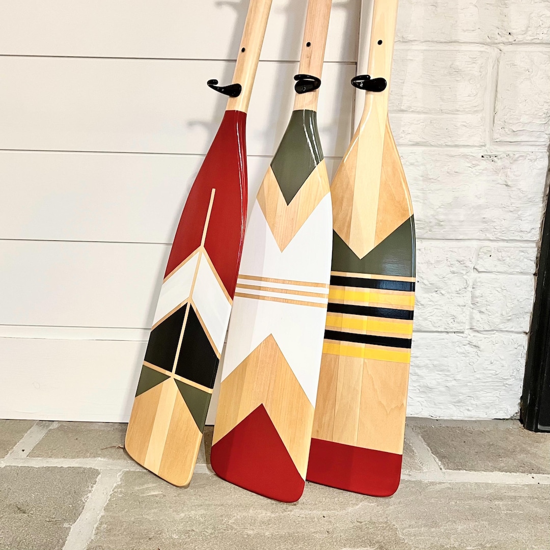 Hand Painted Canoe Paddle Hook Rack: Rustic Montana Lake Cabin Decor SQ ...