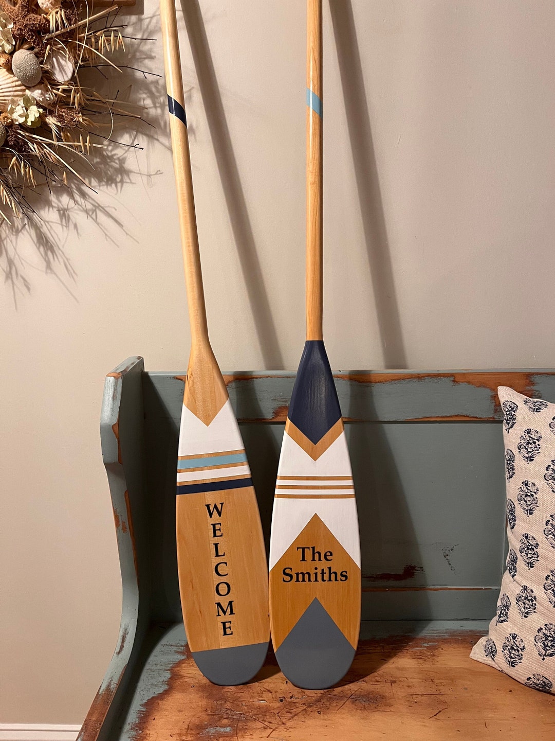 Laser Engraved Hand Painted Canoe Paddle Oar Art Wall Hanging ~ Beachy ...