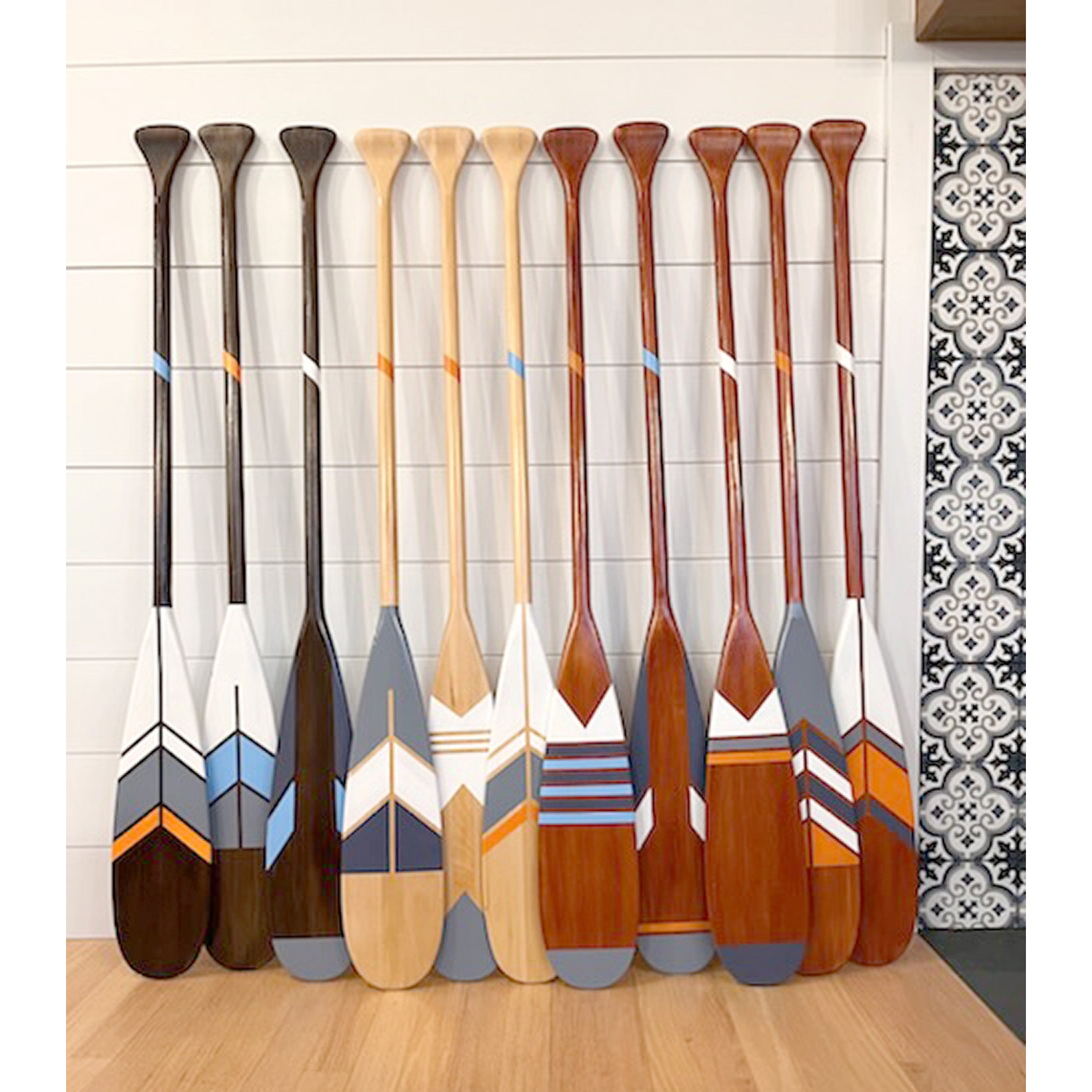 Hand Painted Decorative Paddle Set: Coastal Cottage Farmhouse Wall Art ...