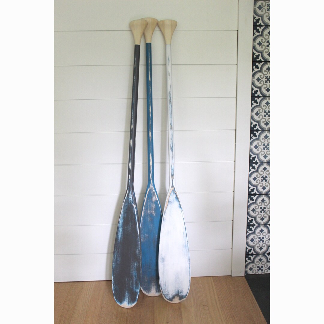 Hand Painted Canoe Paddle Set: Coastal Decor, Distressed Basswood BT - Etsy