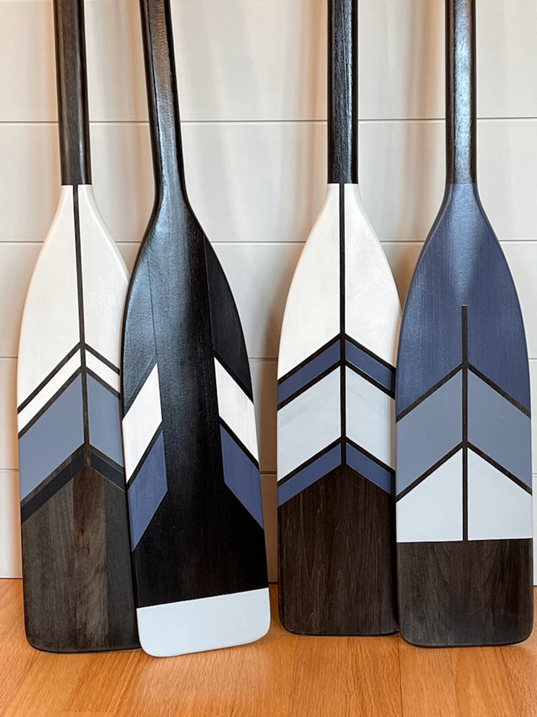 Set of 2 Hand Painted Canoe Paddles - Wall Art - Nautical Navy Coastal ...