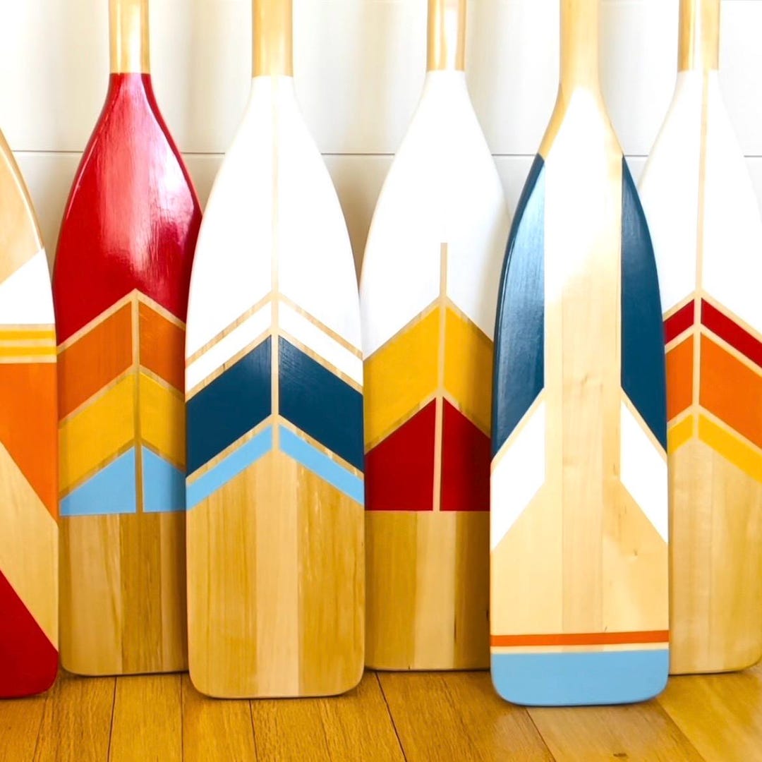 Hand Painted Canoe Paddle Wall Art - Coastal Decor - Set of 3 - Squam ...