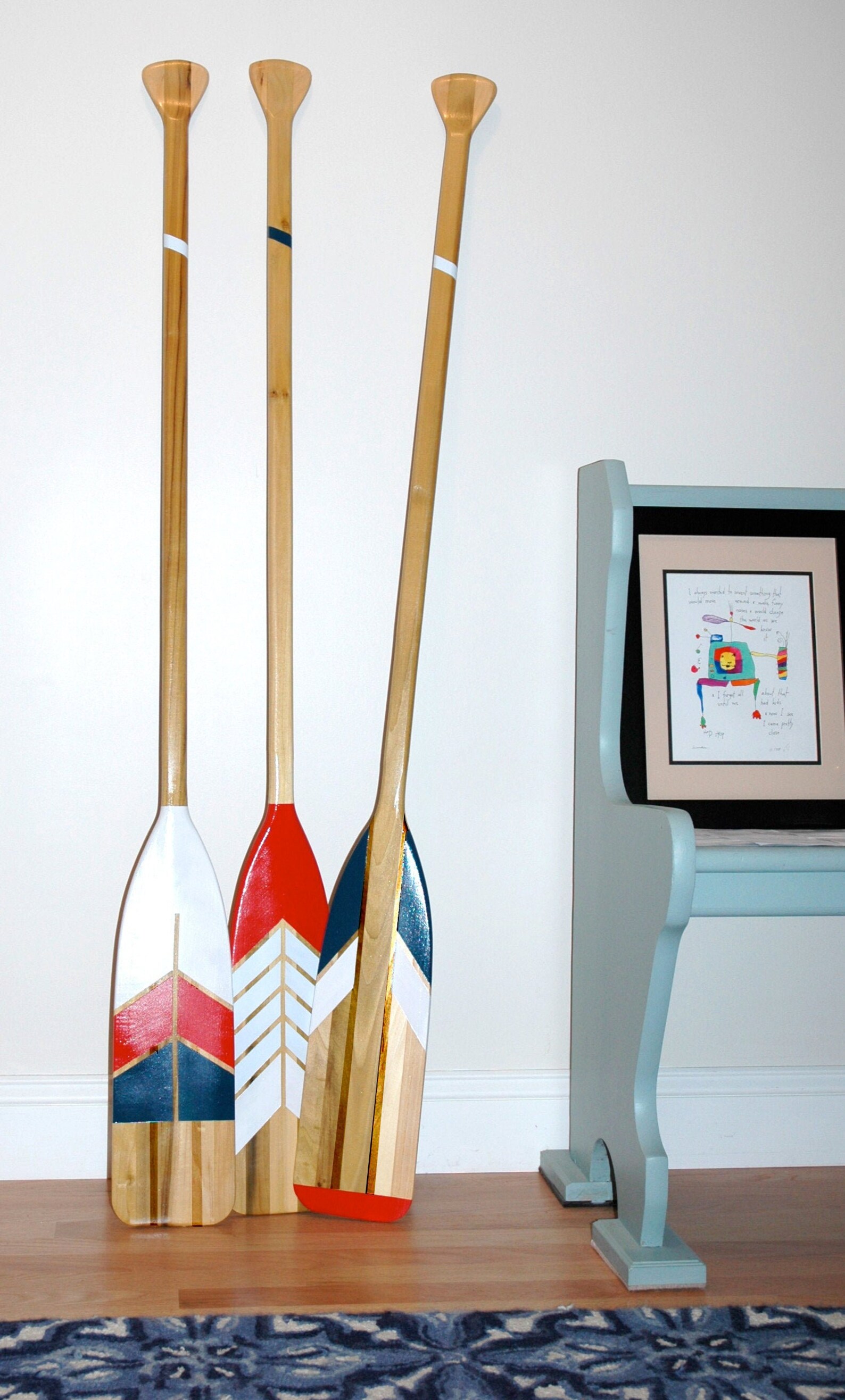 SET TRIO Hand Painted Decorative Canoe Paddle Oar Wall Art - Etsy