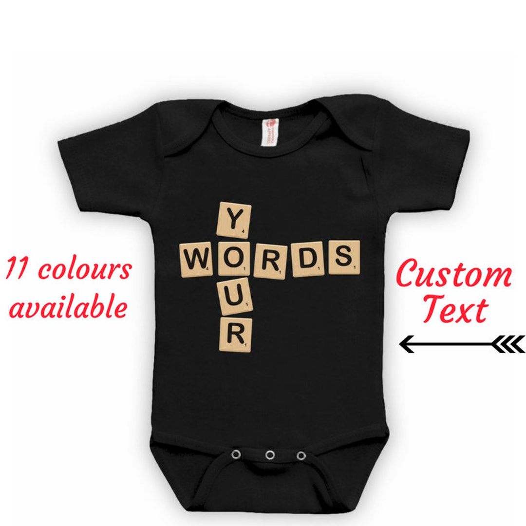 Personalized Baby Scrabble Bodysuit, Scrabble Letters T Shirt, Baby ...