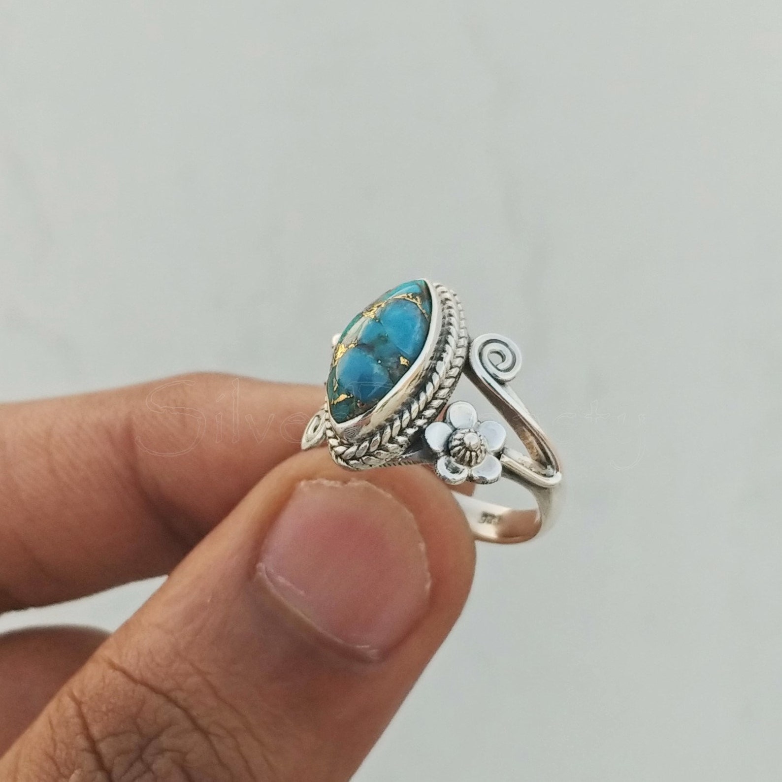 Natural Turquoise Ring Handmade Ring 925 Solid Sterling - Etsy