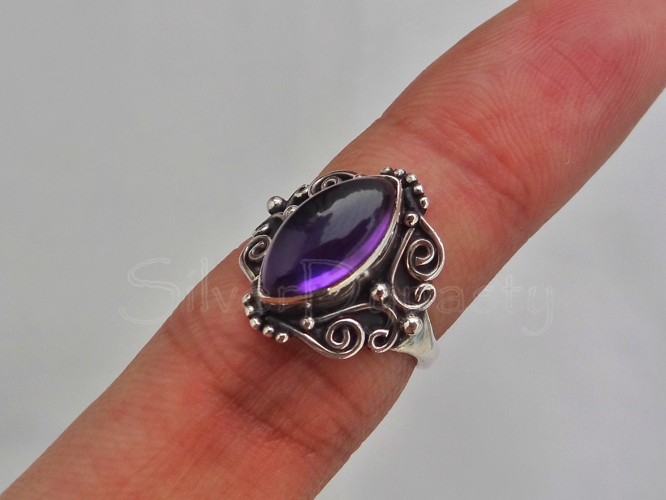 Amethyst Ring 925 Solid Sterling Silver Ring Handmade Silver - Etsy