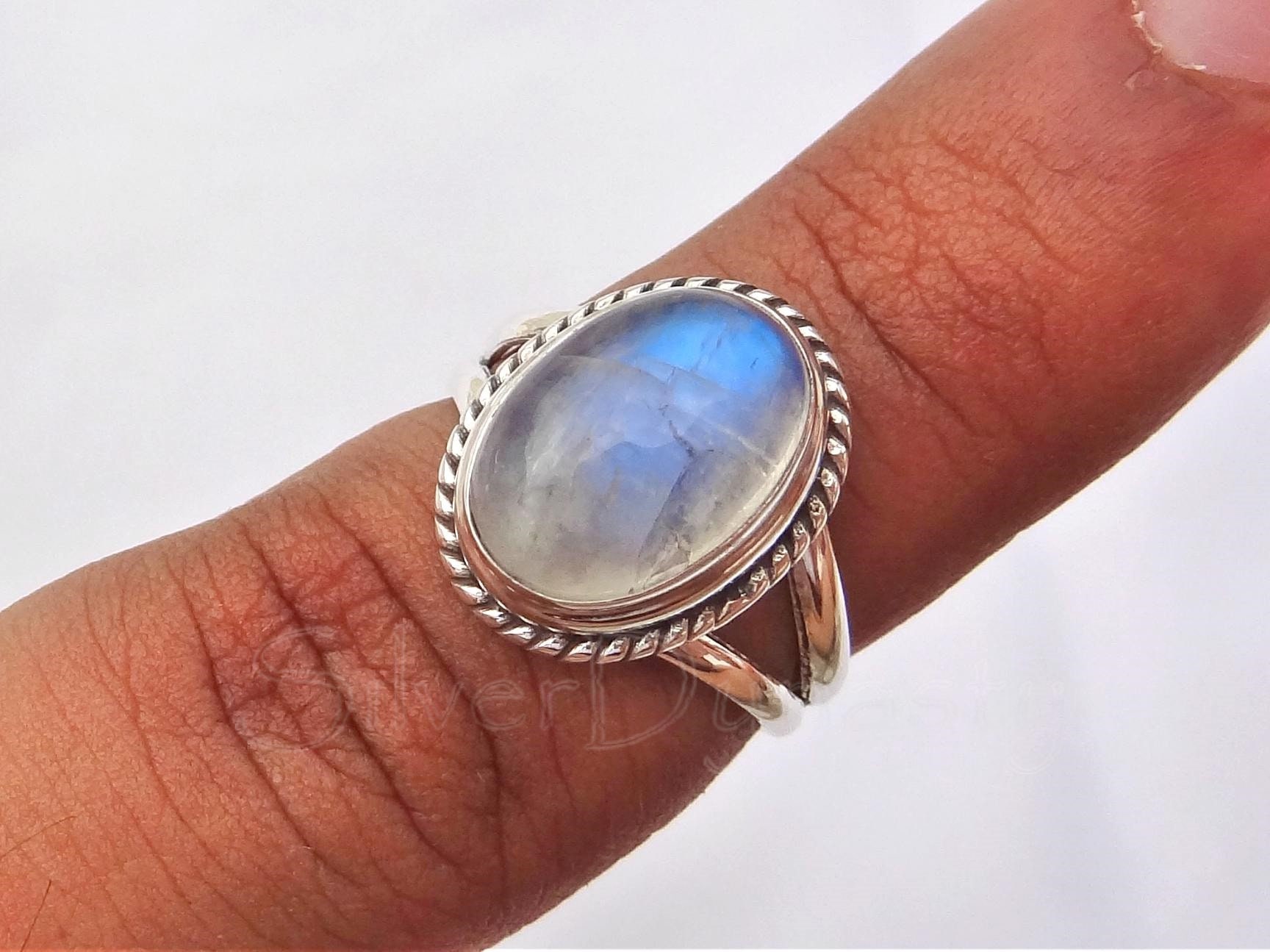 Natural Moonstone Ring 925 Solid Sterling Silver Ring - Etsy