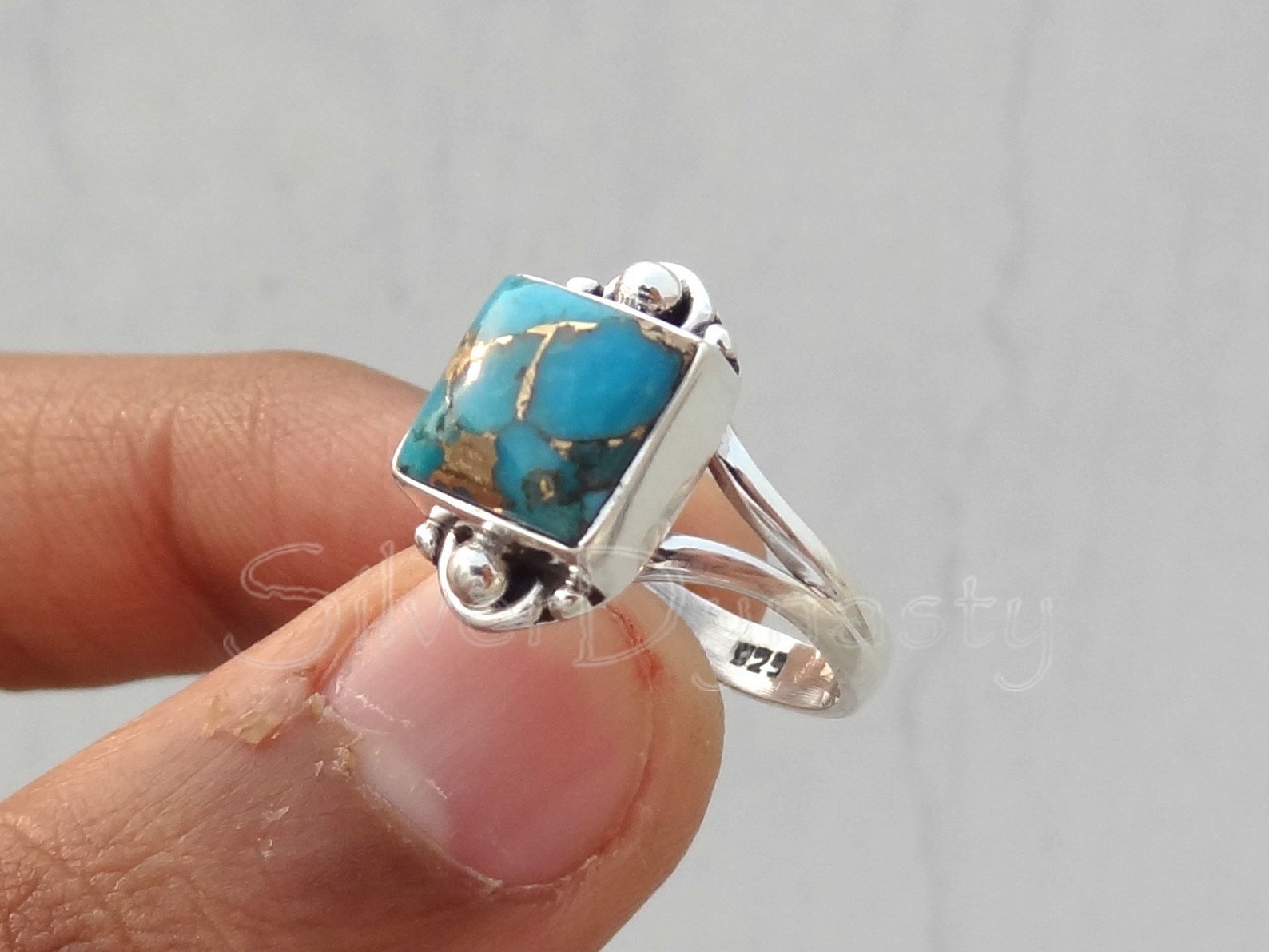 Turquoise Ring Handmade Ring 92.5% Sterling Silver Ring - Etsy