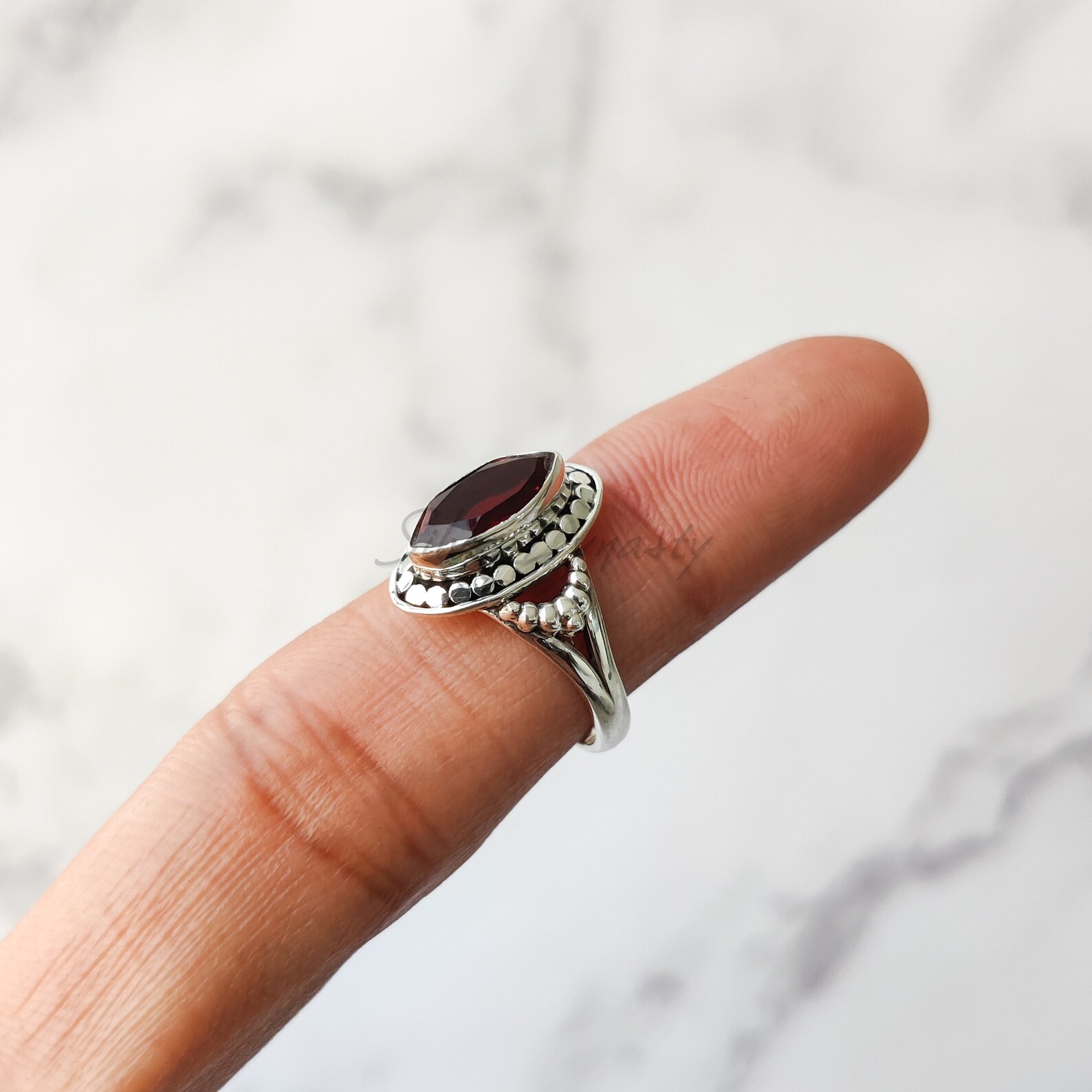 Natural Garnet Ring 925 Solid Sterling Silver Ring Silver | Etsy