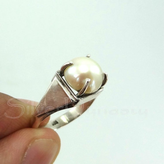 Pearl ringhandmade ring92.5% sterling silver ring silver | Etsy