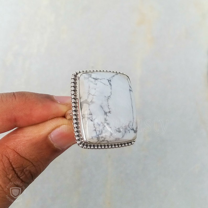 Howlite Ring 925 Solid Sterling Silver Ring Silver Howlite - Etsy
