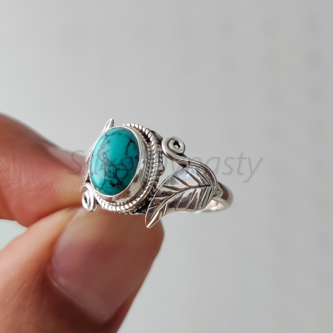 Natural Turquoise Ring,turquoise Ring, Sterling Silver Ring for Women ...