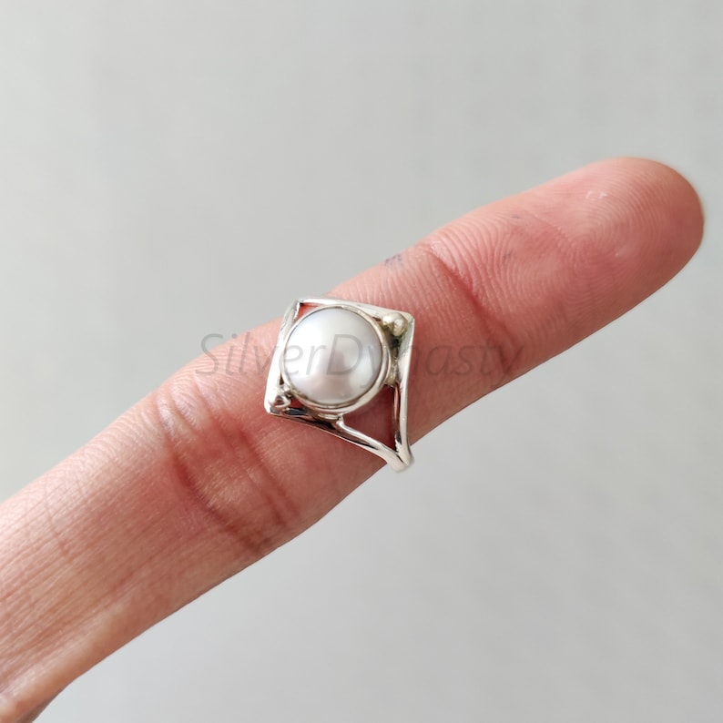 Pearl Ring 925 Sterling Silver Ring Round Pearl Ring - Etsy