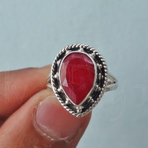 Ruby Ring, Handmade Ring, 925 Solid Sterling Silver Ring, Silver Ruby ...