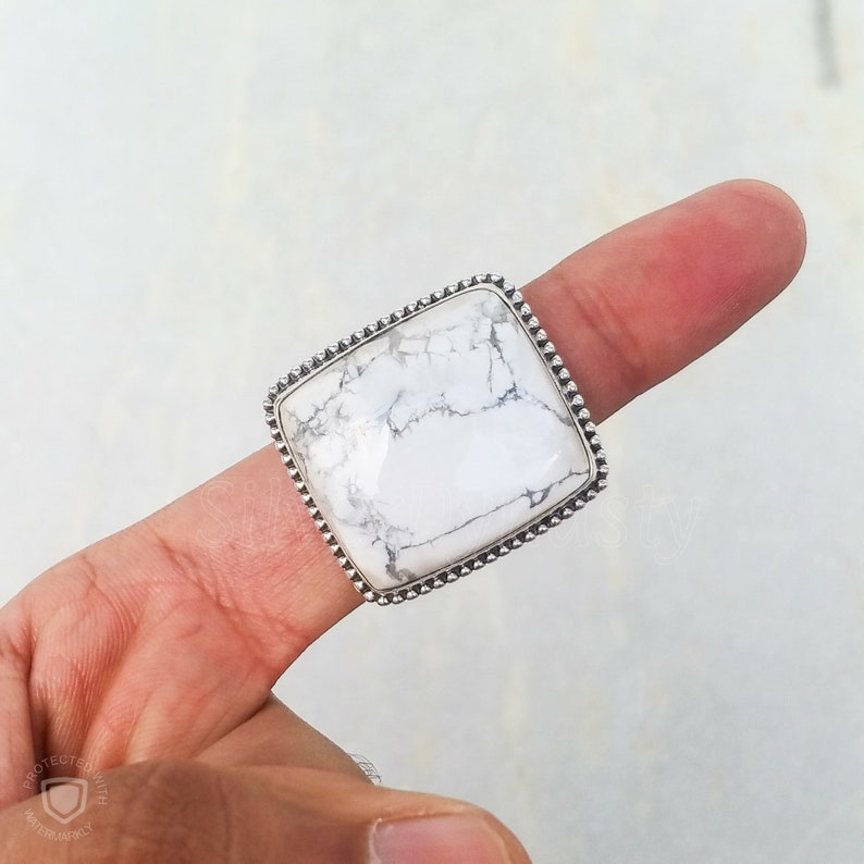 Howlite Ring 925 Solid Sterling Silver Ring Silver Howlite - Etsy