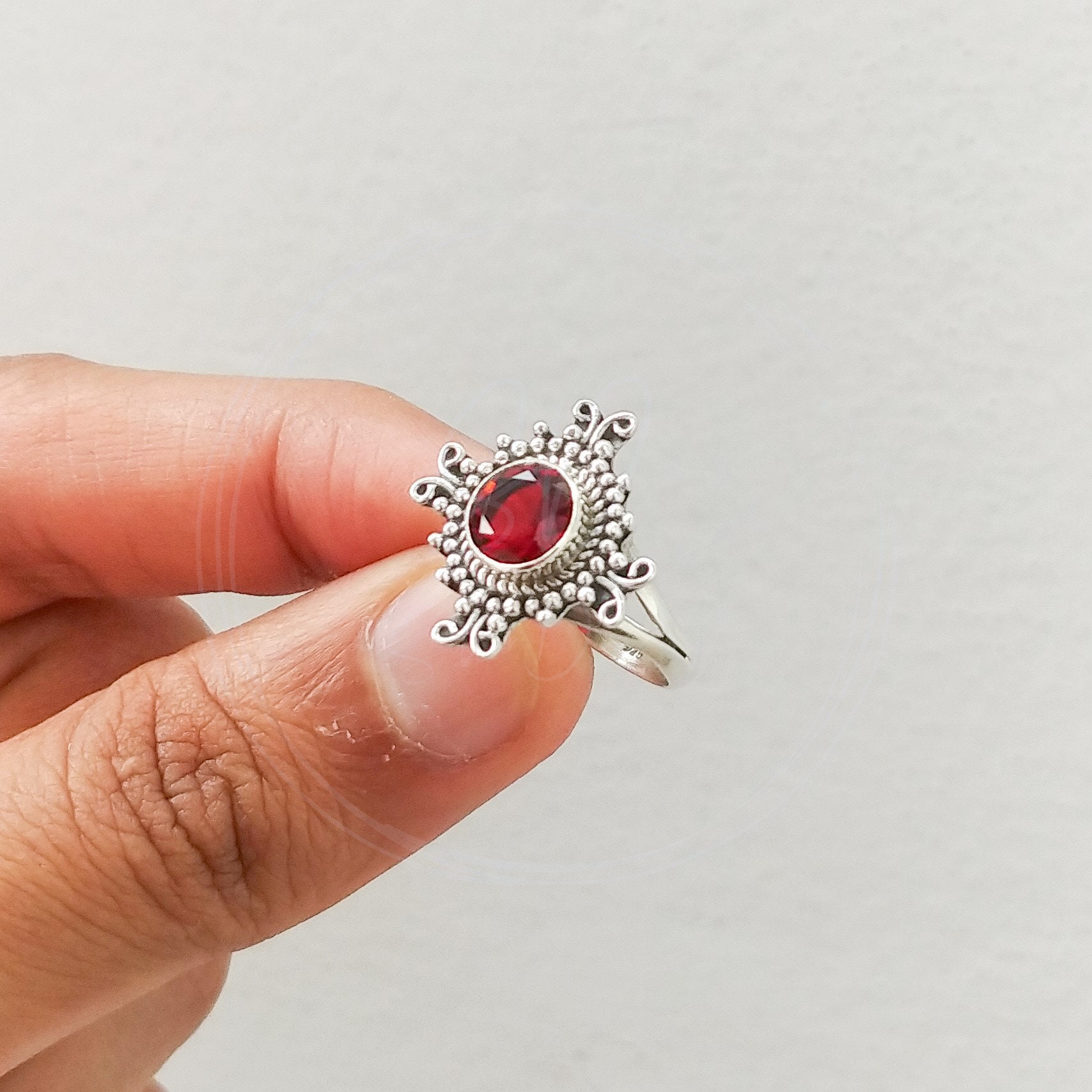 Garnet Ring 925 Solid Sterling Silver Ringjanuary Birthstone - Etsy