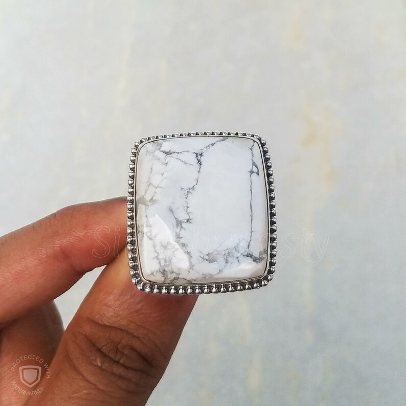 Howlite Ring 925 Solid Sterling Silver Ring Silver Howlite - Etsy