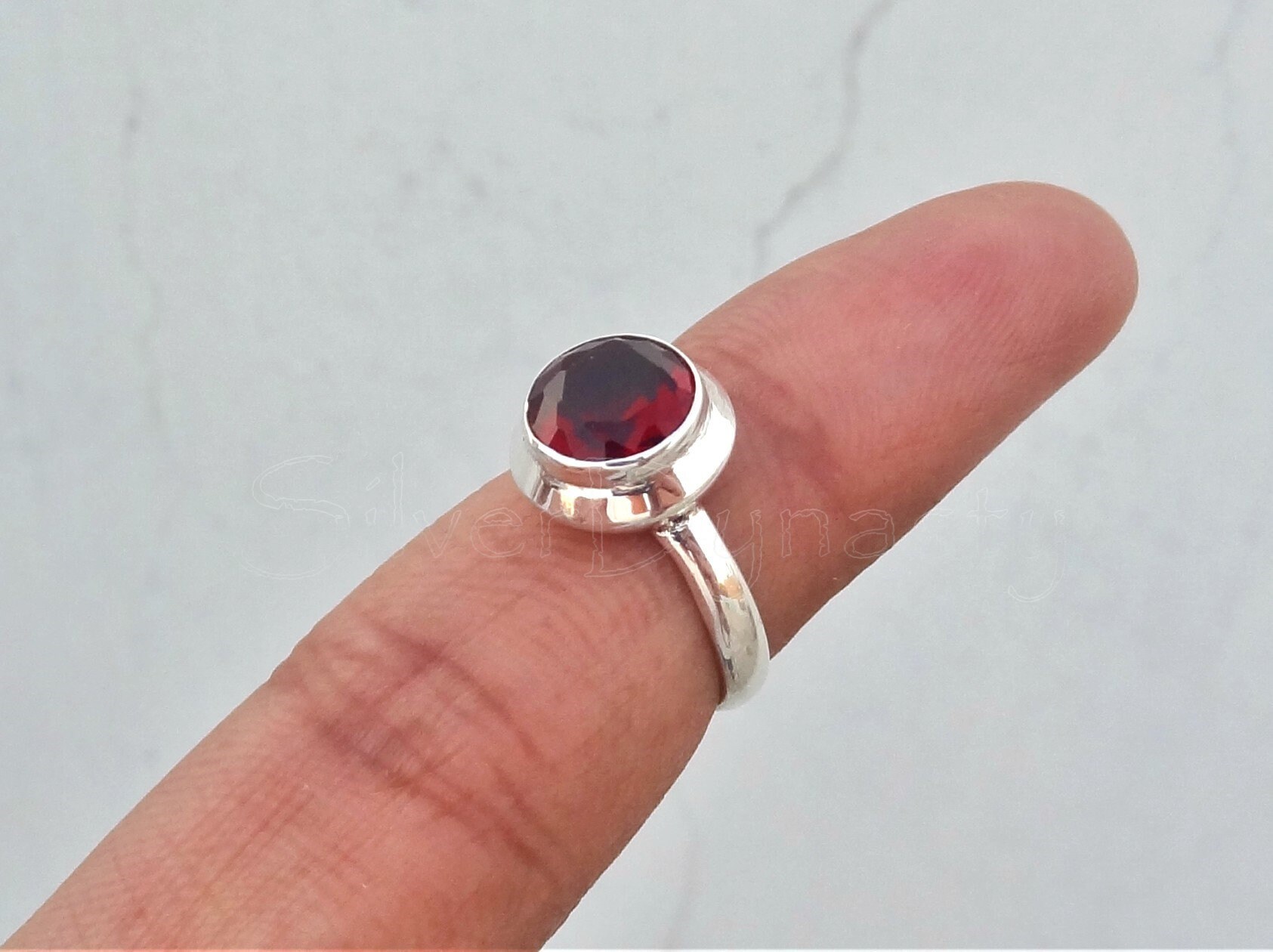 Natural Garnet Ring 925 Solid Sterling Silver Ring Garnet - Etsy