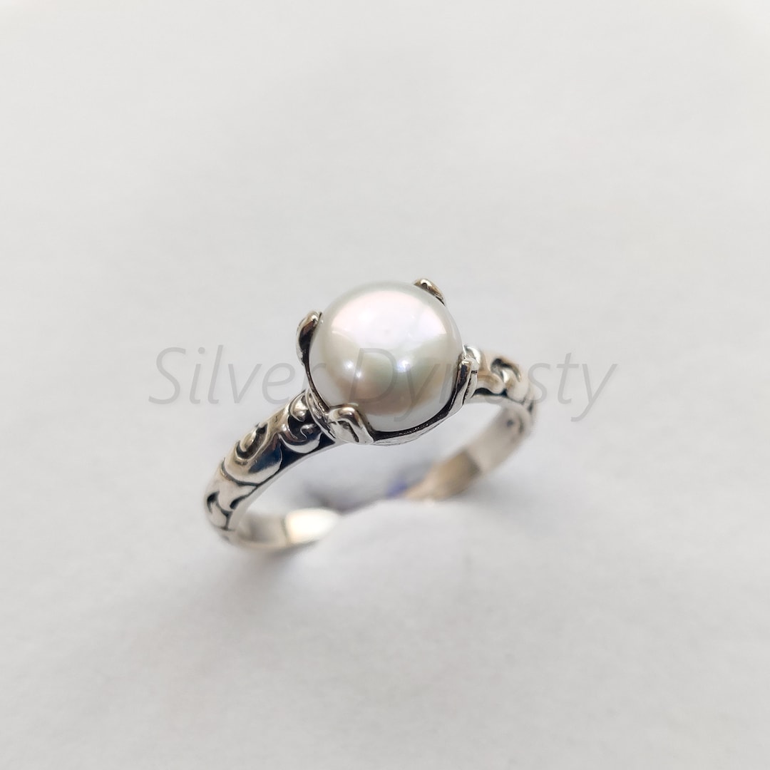 Freshwater Pearl Ring: Handmade 925 Sterling Silver Minimalist Band - Etsy