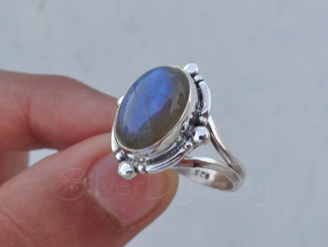 Natural Labradorite Ring, 925 Solid Sterling Silver Ring, Boho Ring ...