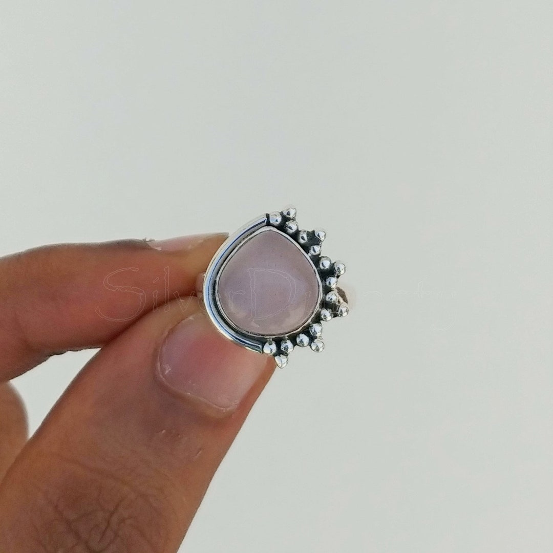 Natural Rose Quartz Ring, Handmade Ring, 925 Solid Sterling Silver Ring ...
