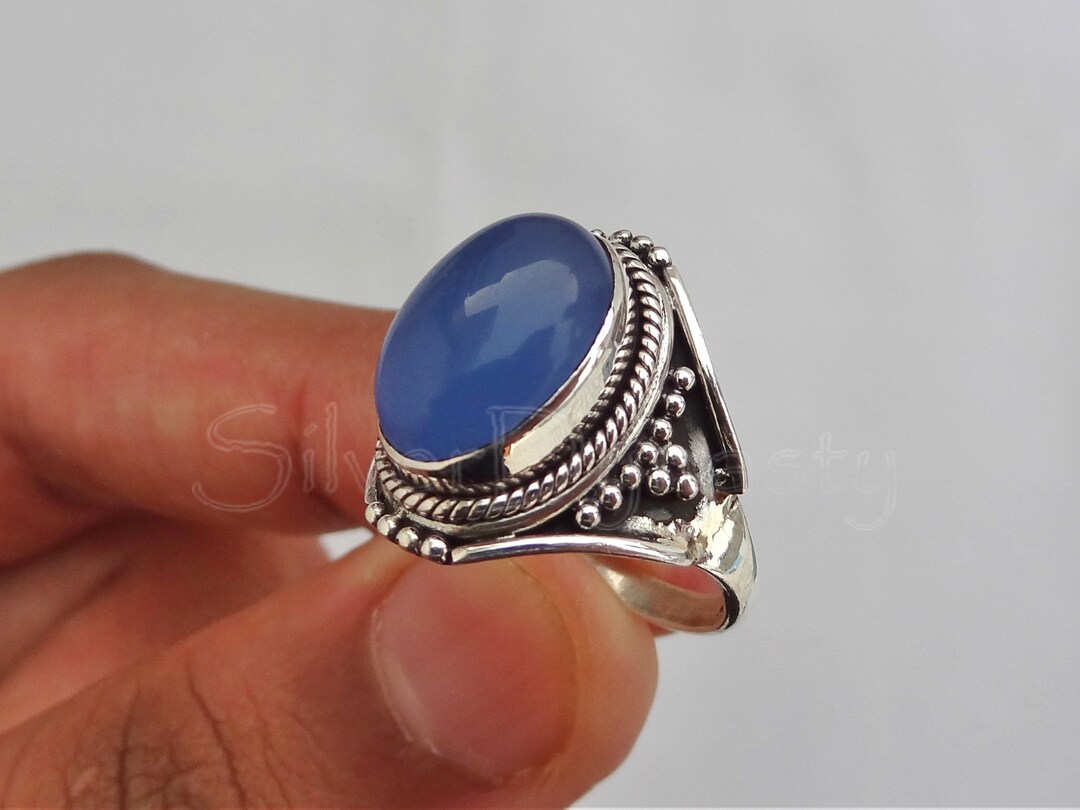 Chalcedony Ring, 92.5% Sterling Silver Ring, Silver Chalcedony Ring ...