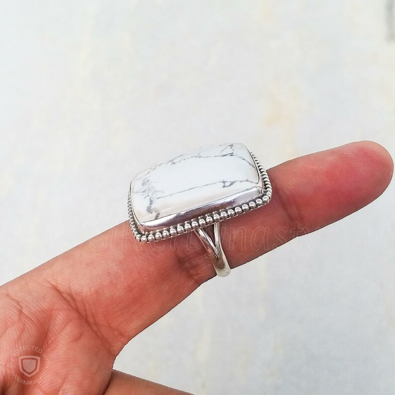 Howlite Ring 925 Solid Sterling Silver Ring Silver Howlite - Etsy