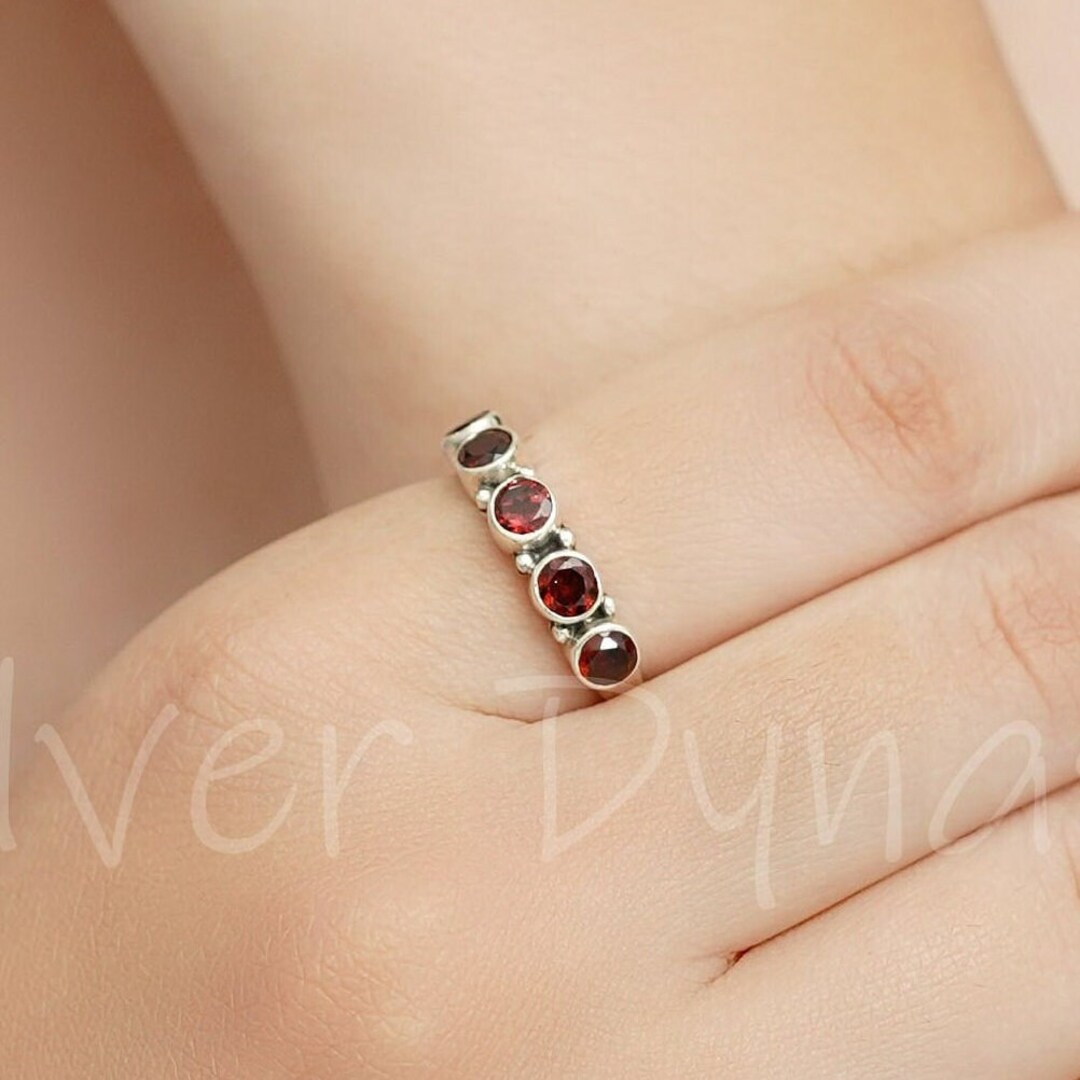 Natural Garnet Ring, 925 Solid Sterling Silver Ring, Handmade Ring ...