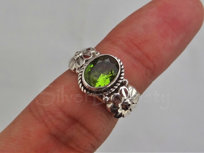 Peridot Ring Handmade Silver Ring 925 Solid Sterling Silver | Etsy