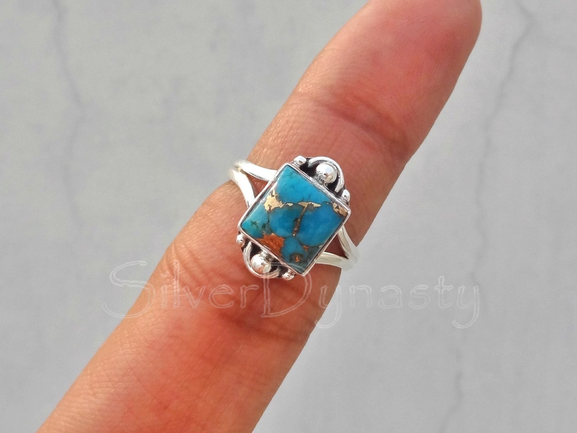 Turquoise Ring Handmade Ring 92.5% Sterling Silver Ring - Etsy