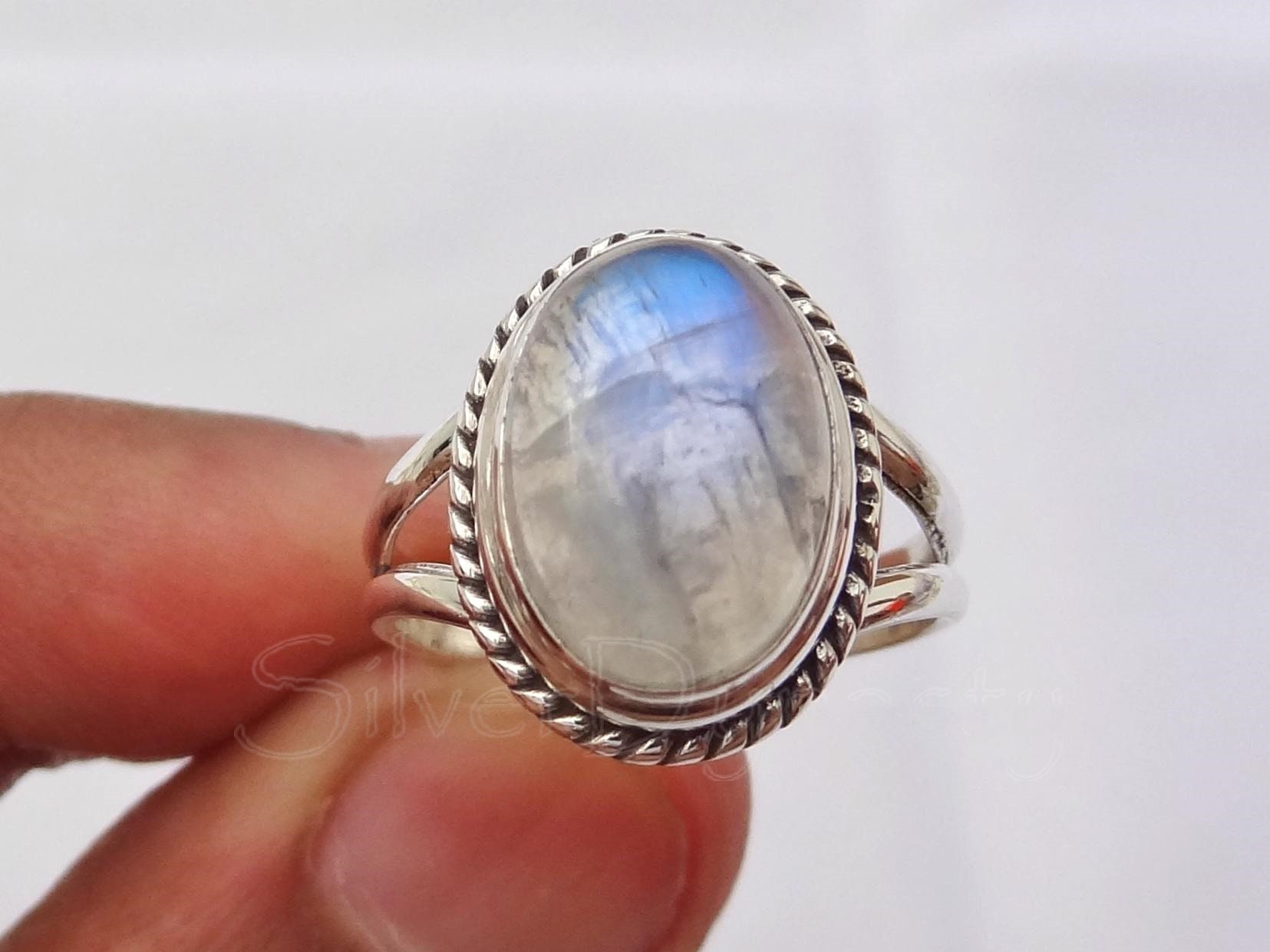 Natural Moonstone Ring 925 Solid Sterling Silver Ring - Etsy
