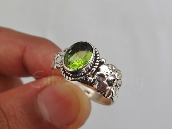 Peridot Ring Handmade Silver Ring 925 Solid Sterling Silver | Etsy