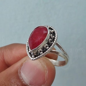 Ruby Ring, Handmade Ring, 925 Solid Sterling Silver Ring, Silver Ruby ...